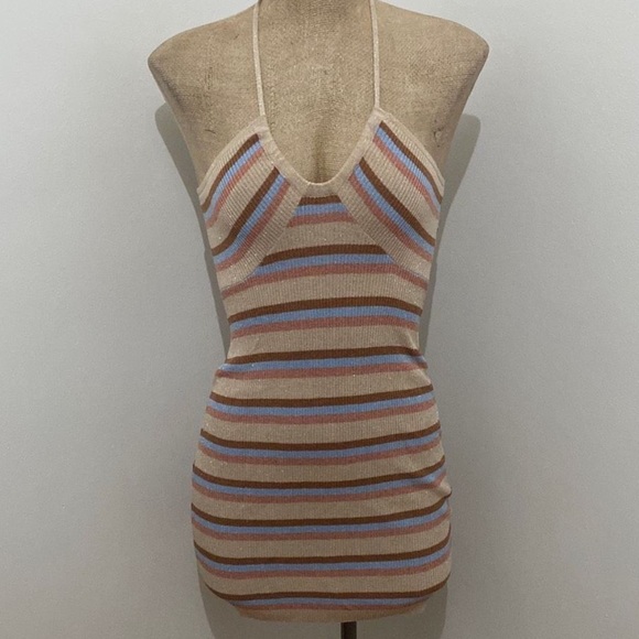 Princess Polly | Dresses | Princess Polly Monica Striped Beige Ribbed ...